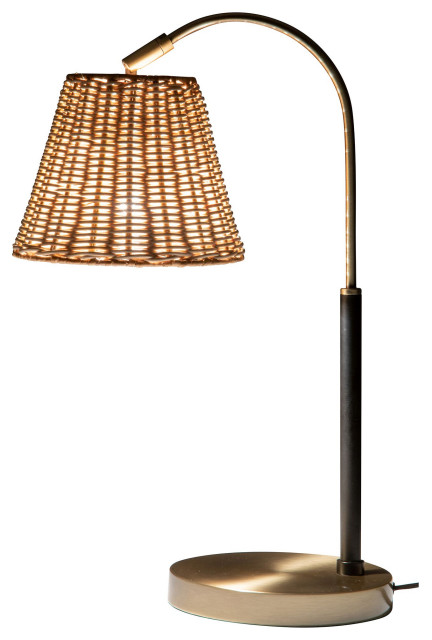 Wicker Pivot Desk and Table Lamp Brass Base - Tropical - Desk Lamps ...