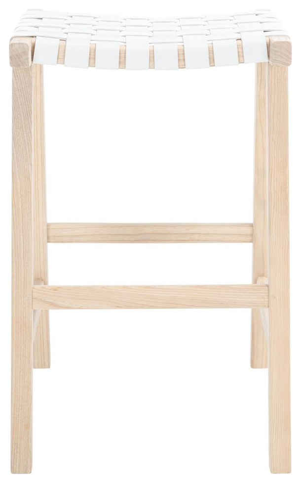 Hadrian Rectangle Barstool Set of 2 White / Natural - Transitional ...