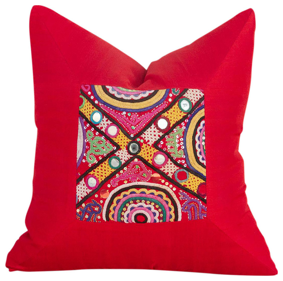 Viha Indian Silk Decorative Pillow - Contemporary - Decorative Pillows ...