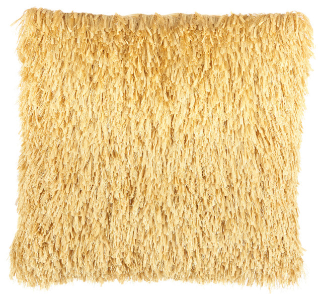 Nourison Home 20"x20" Mina Victory Shag Soft Ribbon Shag Yellow Throw ...