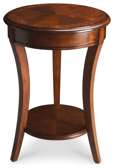26" Medium Brown And Olive Ash Manufactured Wood Round End Table With ...