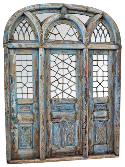 Jodhpur Blue Church Door with Mirror - Farmhouse - Floor Mirrors - by ...