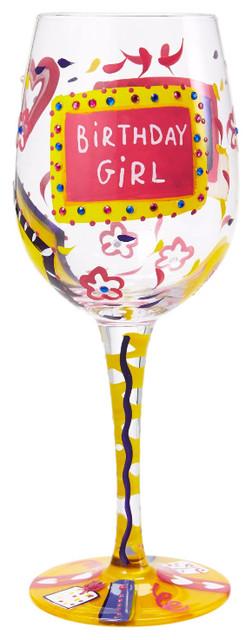 "Birthday Girl" Wine Glass - Contemporary - Wine Glasses - by American ...