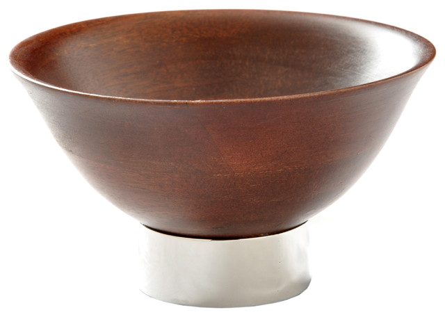 Wood Bowl KIRU with Modern Nickel Footing - Contemporary - Serving And ...