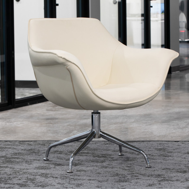 Modern Mala Swivel Chair Soft Leatherette Upholstery Stainless Steel ...