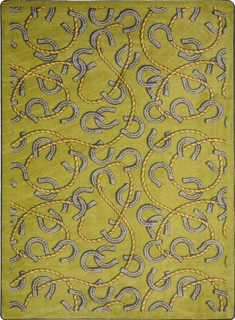 Joy Carpets Kaleidoscope, Whimsical Area Rug, Rodeo, 3'10"X5'4", Olive ...