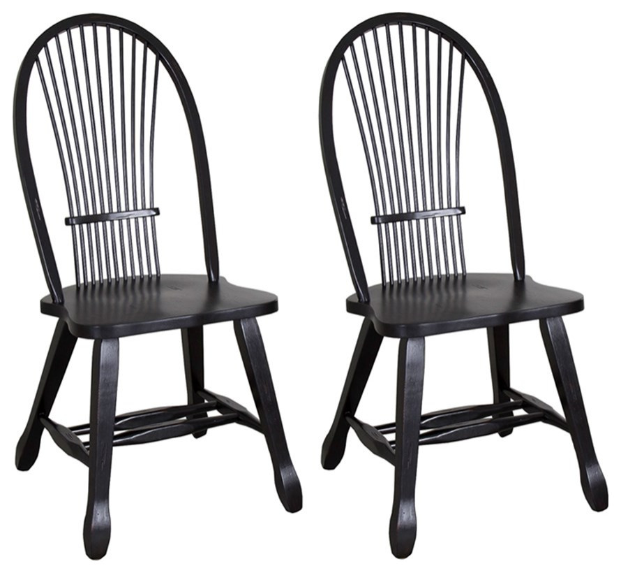 Treasures Sheaf Back Side Chair - Black-Set of 2 - Midcentury - Dining ...