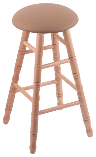 Holland Bar Stool, Oak Round Cushion Counter Stool, Turned Legs, 18"x18 ...