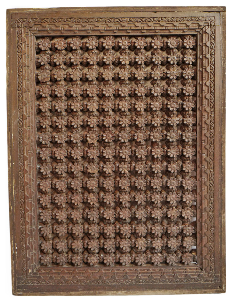 Consigned Carved Flower Pattern Panel - Traditional - Wall Accents - by ...