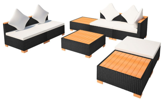 Outdoor Furniture Lounge Set Black - Tropical - Outdoor Lounge Sets ...