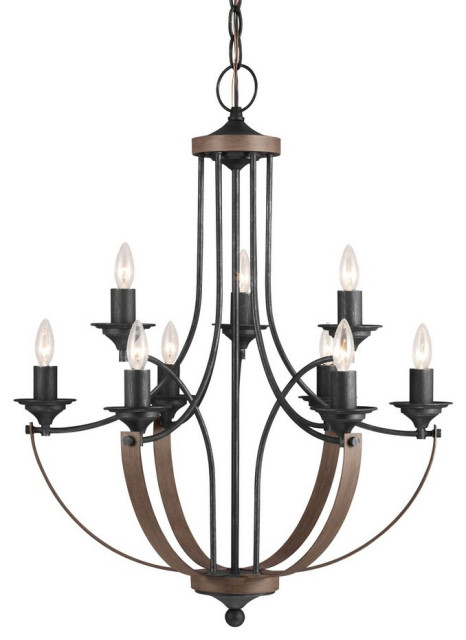 Traditional Nine Light Chandelier-Stardust Finish-Incandescent Lamping ...