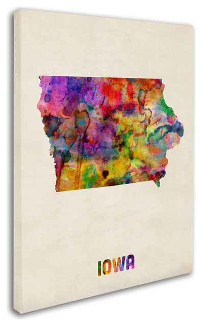 'Iowa Map' Canvas Art by Michael Tompsett, 14" x 19" - Contemporary ...