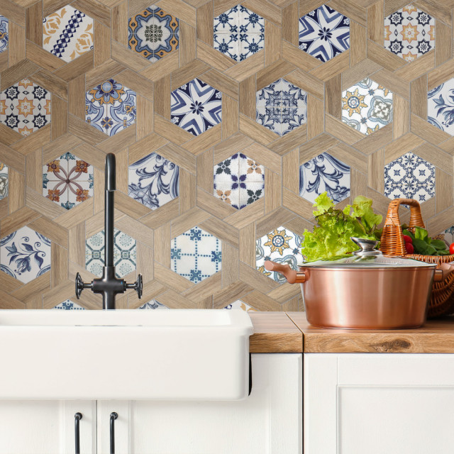 Gador Hex Porcelain Floor and Wall Tile Sample - Contemporary - Wall ...