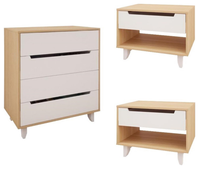 Home Square 3-Piece Set with 4-Drawer Chest and 2 Nightstands ...