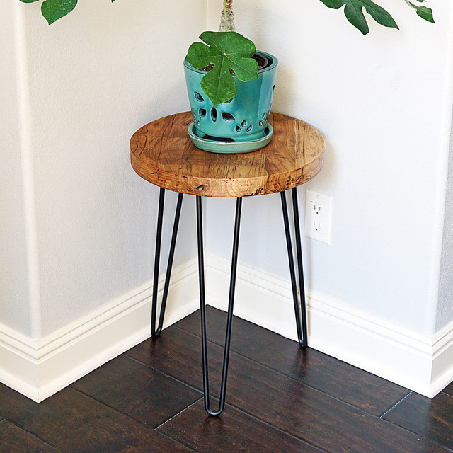 Rustic Old Elm Wood End Table - Industrial - Side Tables And End Tables ...