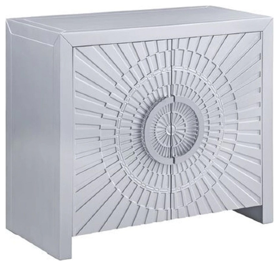 37 Inch 2 Door Wood Storage Cabinet Console Table Sunburst Design ...