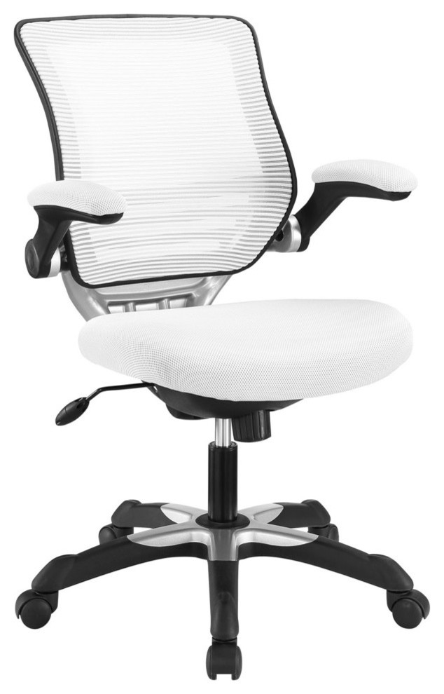 Modern Contemporary Office Chair, White Fabric - Contemporary - Office ...