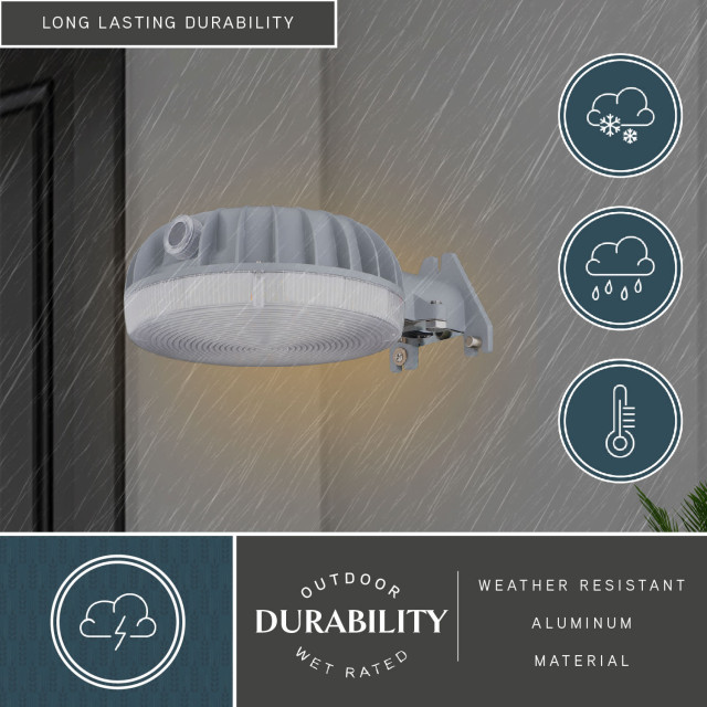 Gray Aluminum LED Outdoor Security Flood Light, Dusk to Dawn, 5000 ...