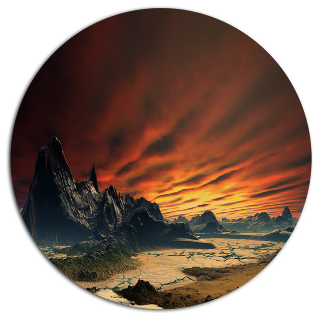 Beautiful Alien Planet Traos, Landscape Large Disc Metal Wall Art, Disc ...