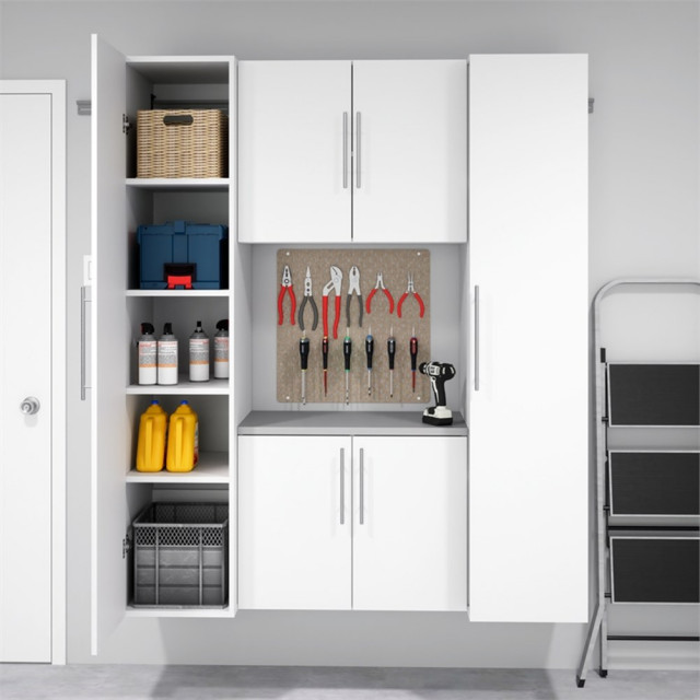 Pemberly Row White Engineered Wood Work Storage Cabinet Set - 4pc ...