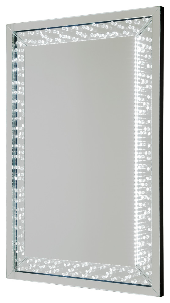Montreal Rectangular Crystal Framed Wall Mirror With LED Lighting ...