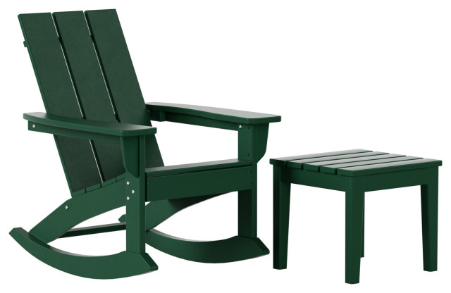 WestinTrends 2PC Outdoor Patio Adirondack Rocking Chair, Side Table ...
