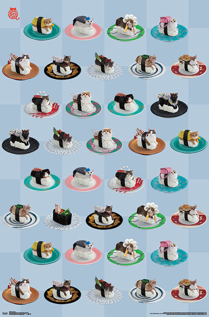 Sushi Cat Grid Poster, 22.375"x34" - Contemporary - Prints And Posters ...