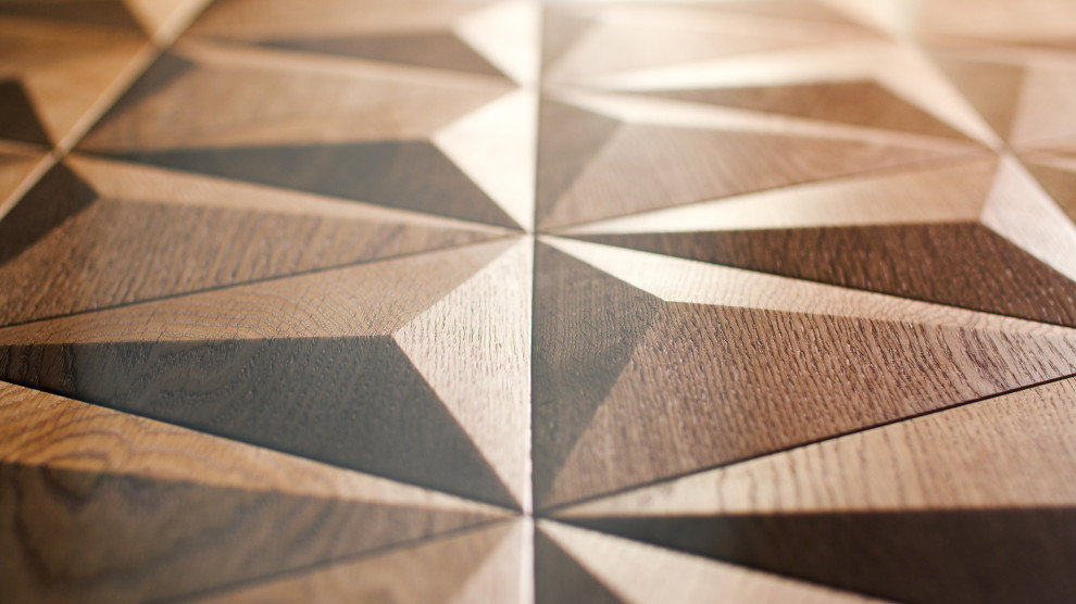 Decorative oak wall panels in the living room of Wall of Wood - Rustic ...