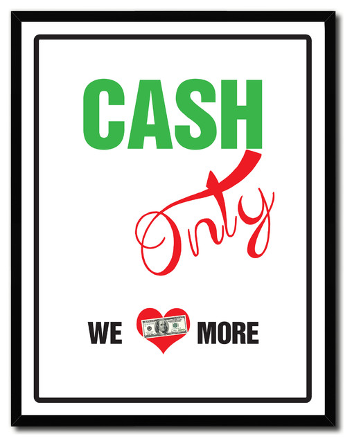 Cash Only Business Sign, Canvas, Picture Frame, 28"x37" - Contemporary ...