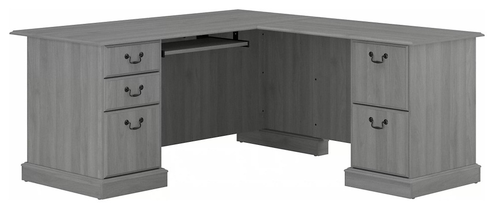 Classic L-Shaped Desk, Retractable Keyboard Tray & Multiple Drawers ...