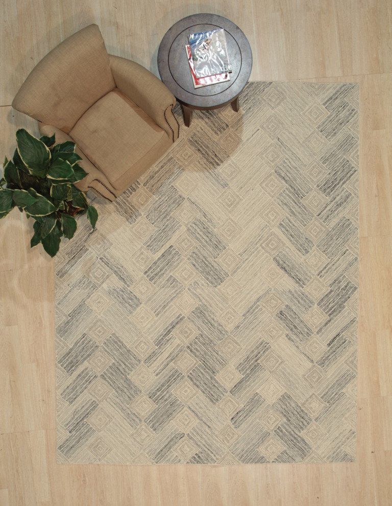 EORC Multi Gray Hand-Tufted Wool Tufted Rug, 5'x8', Rectangular 5'x8 ...