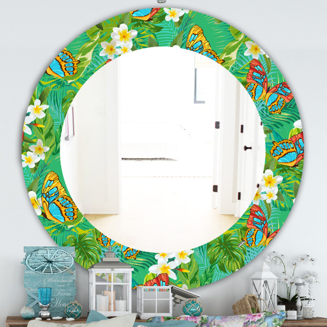 Designart Tropical Mood Foliage 9 Farmhouse Frameless Oval Or Round ...