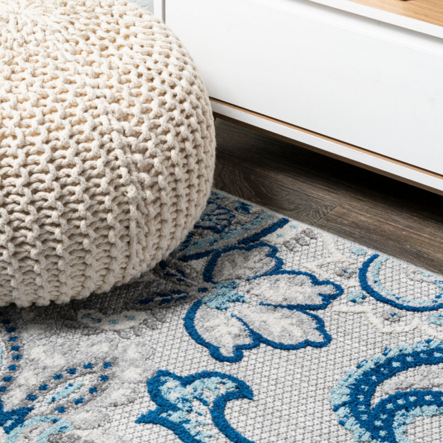 Gordes Paisley High-Low Indoor/Outdoor Area Rug, 4'x6' - Mediterranean ...