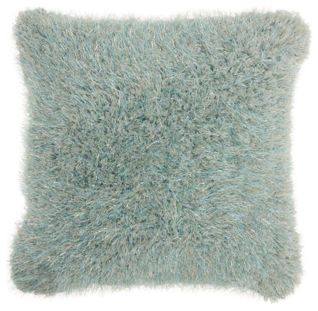 Nourison Home 20"x20" Mina Victory Shag Candy Lurex Shag Celadon Throw ...