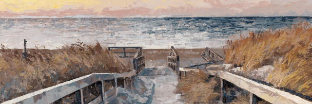 "Inviting Walkway" Painting Print on Wrapped Canvas, 15x5 - Beach Style ...
