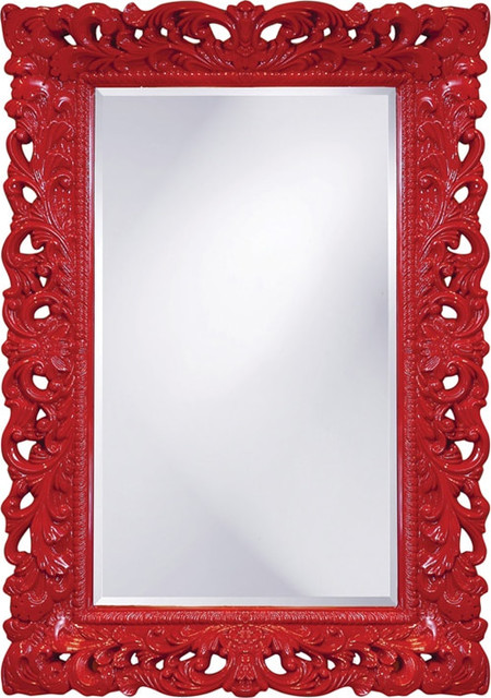 Barcelona Rectangular Glossy Cherry Red Mirror - Traditional - Wall ...