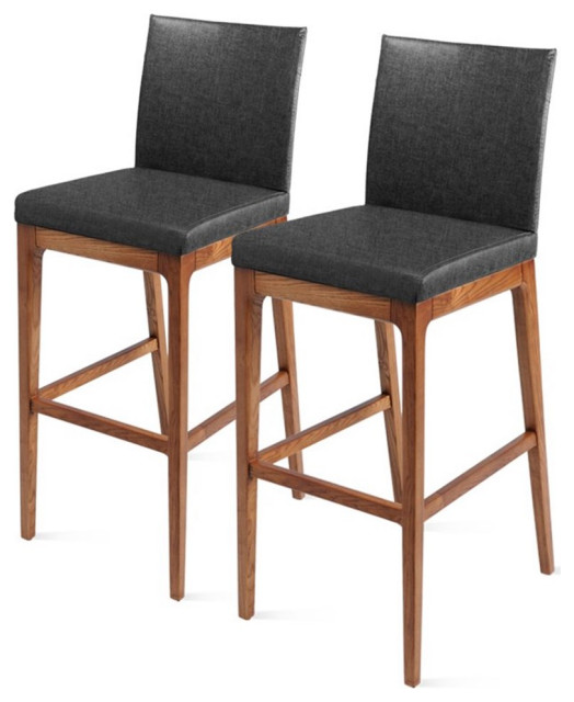 New Pacific Direct Devon 26" Fabric Counter Stool in Gray (Set of 2 ...