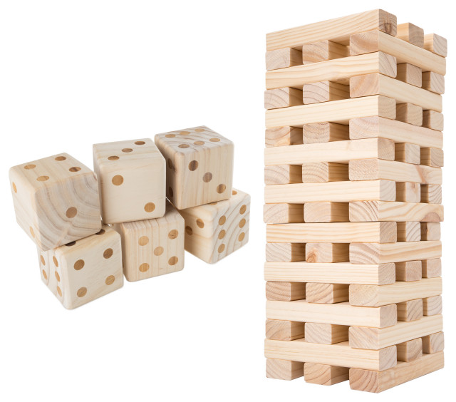 2 Outdoor Games for Adults and Family Blocks Stacking Game and Large ...