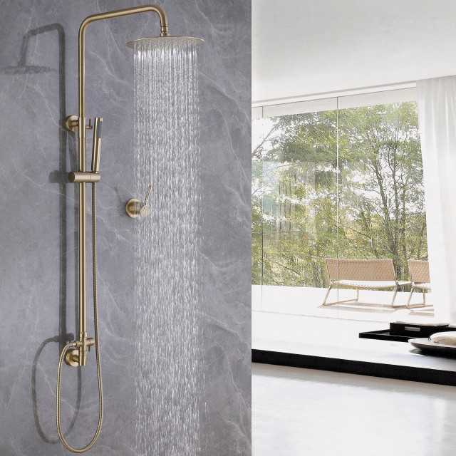 Wall Mounted Exposed Shower System With Rough-in Valve - Contemporary ...