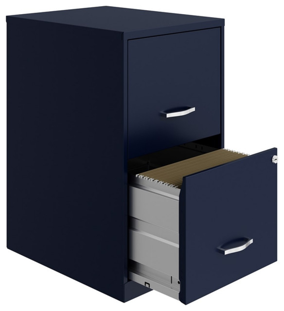 UrbanPro 18" Modern Metal File Cabinet with 2 Drawers in Navy ...