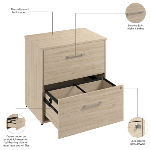 Pemberly Row 2 Drawer Lateral File Cabinet in Natural Elm - Engineered ...