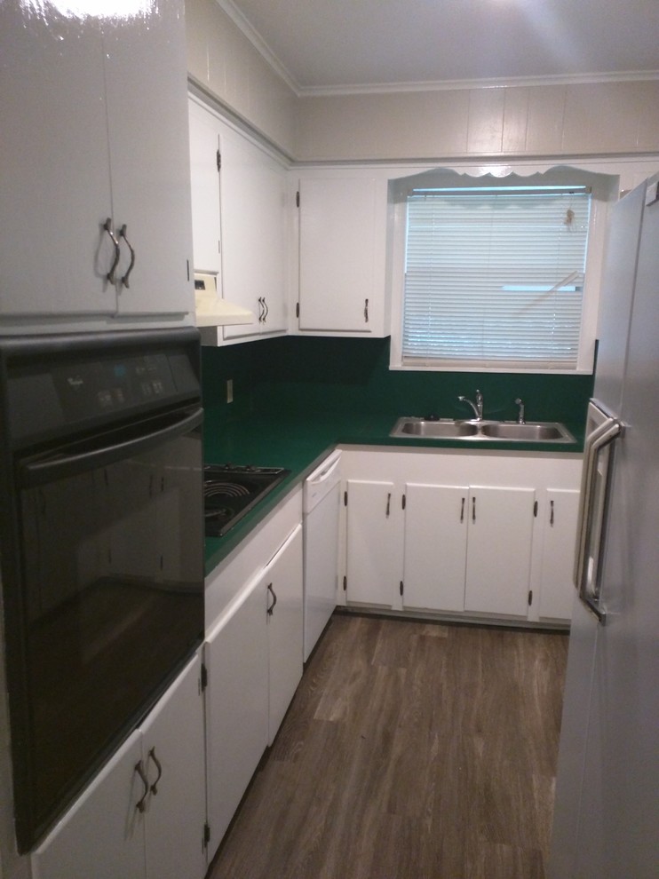 Green Counter Tops and White Cabinets
