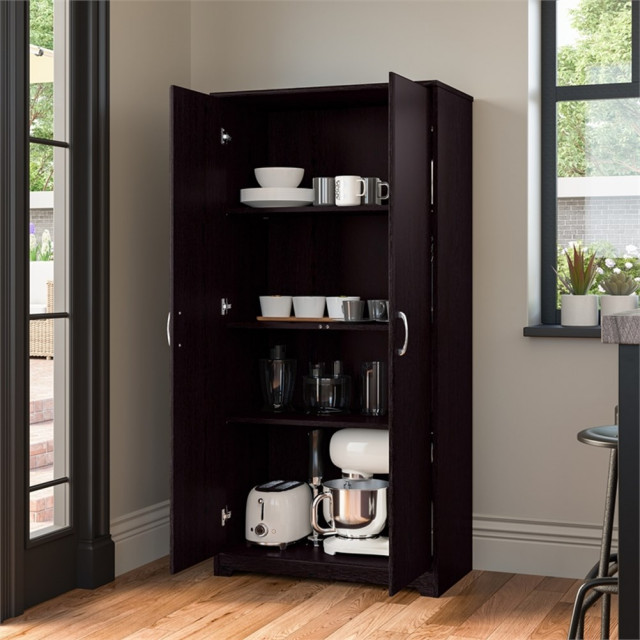 Cabot Tall Kitchen Pantry Cabinet with Doors in Espresso Oak ...