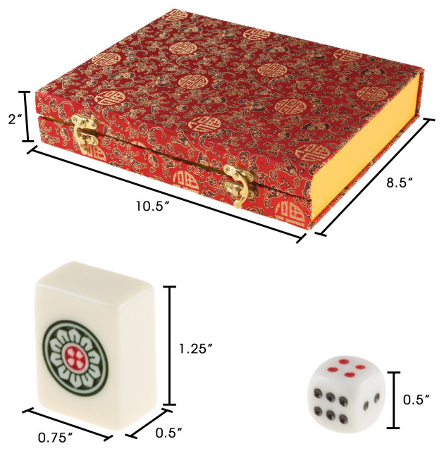 Chinese Mahjong Set With Ornate Storage Case Traditional Mahjong Tile ...