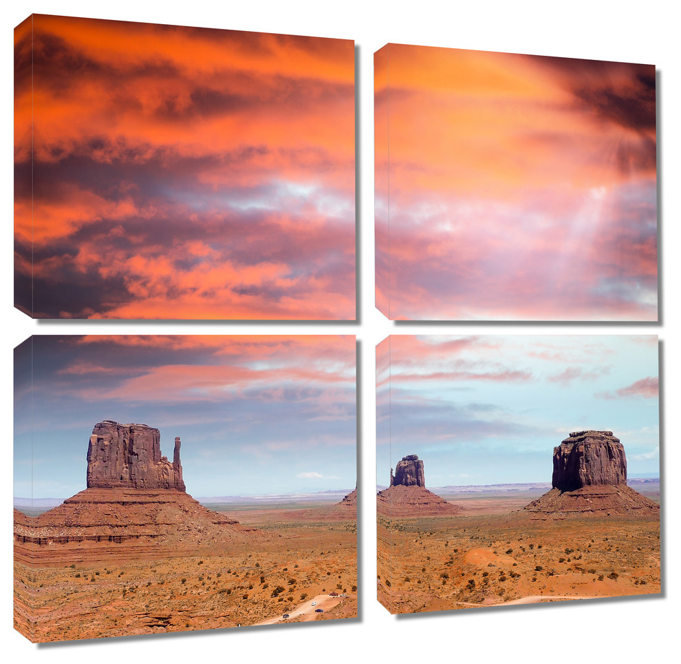 Monument Valley, Utah Canvas Print, 4 Panel Split, Quad Wall Art, 20x20 ...