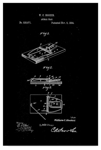 Claire Doherty 'Mouse Trap Patent 1894 Black' Canvas Art, 16"x24 ...