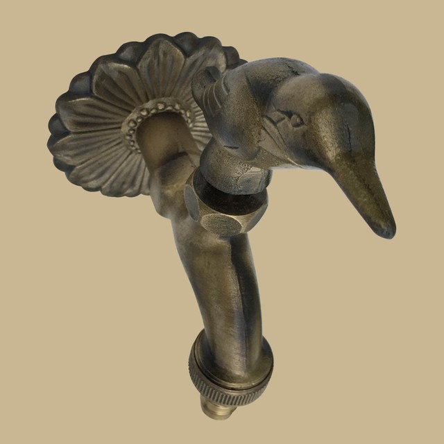 Outdoor Faucet Bird Shaped Spigot Solid Brass Antique Finish Garden Tap ...