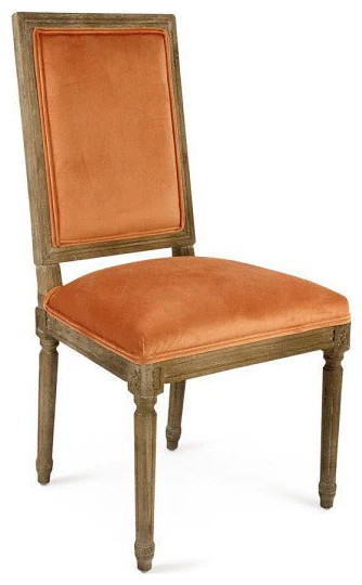 Domani Velvet Louis Side Chair, Clementine - French Country - Dining ...
