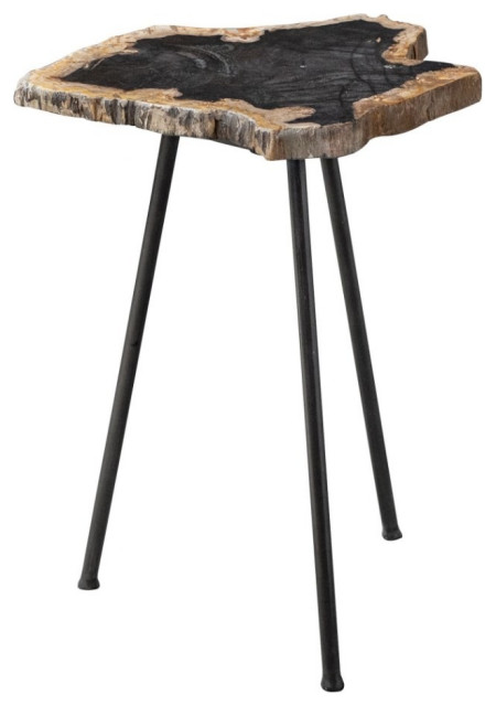 20 inch Free Form Accent Table Iron Legs - Nature Inspired Side Table ...