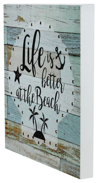 Battery Operated LED Lighted Beach Wall Art Plaque 12" x 12" - Beach ...